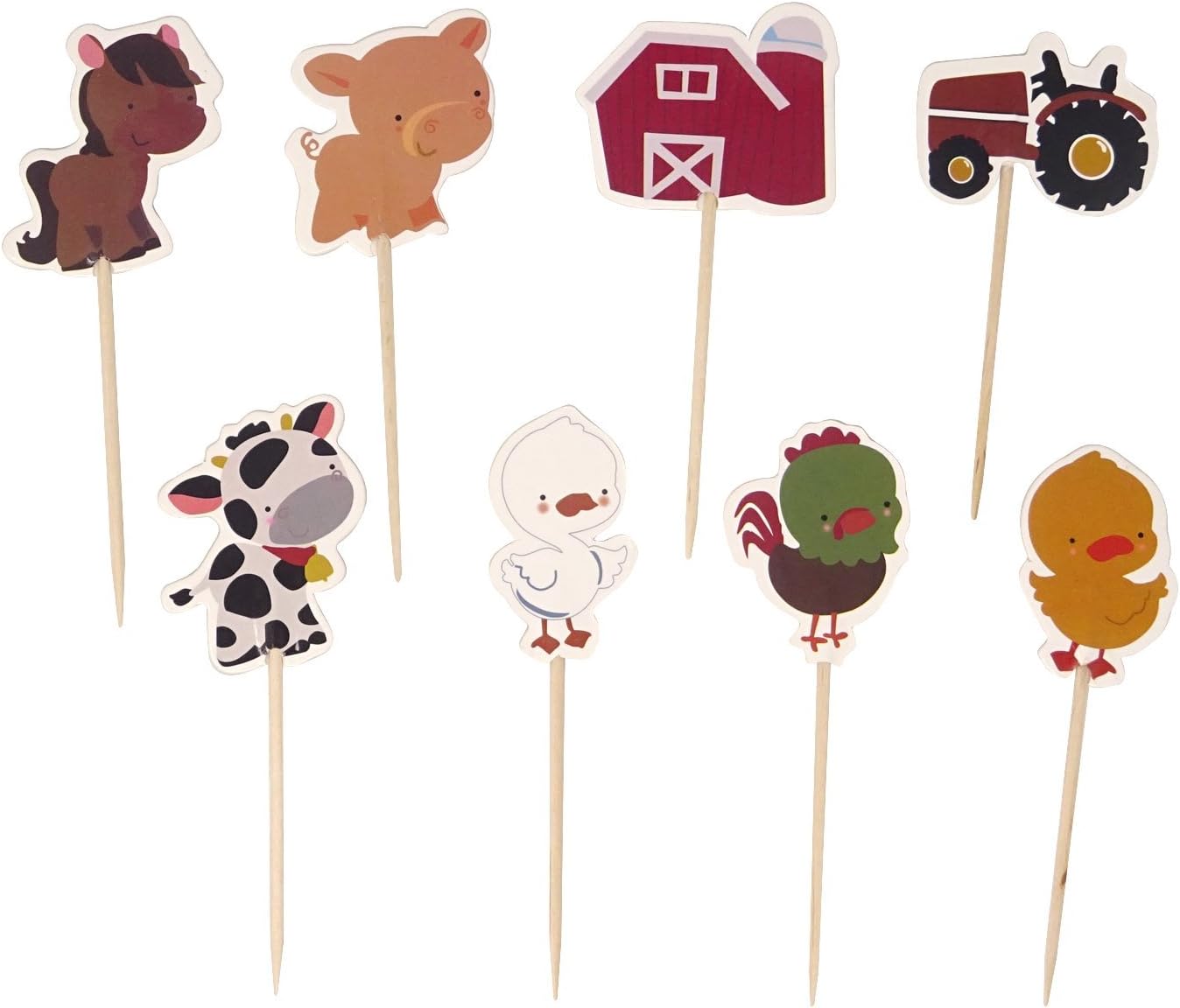 Amazon.com: 49 Pieces Farm Animal Cake Toppers Farm Theme Party ...