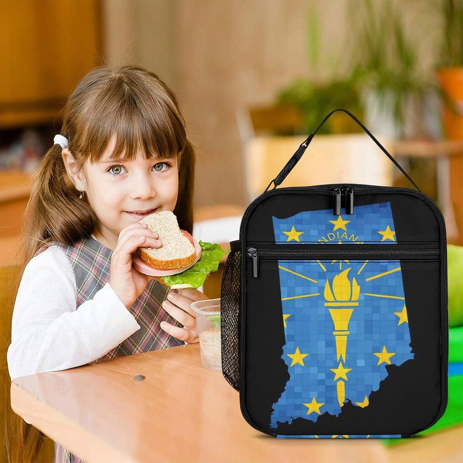 Indiana State Map Insulated Lunch Bag for Women Men Reusable Lunch Box ...