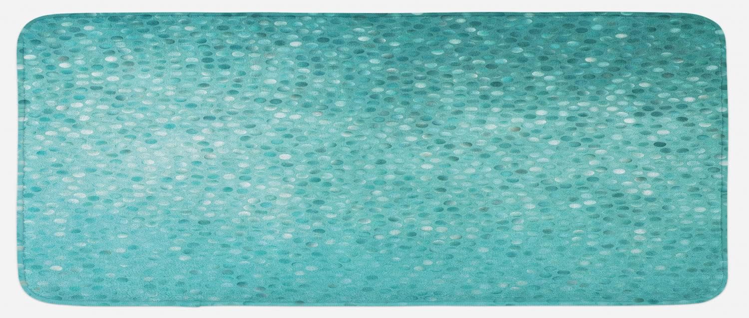 Amazon.com: Ambesonne Turquoise Kitchen Mat, Small Dot Tiles Shape ...