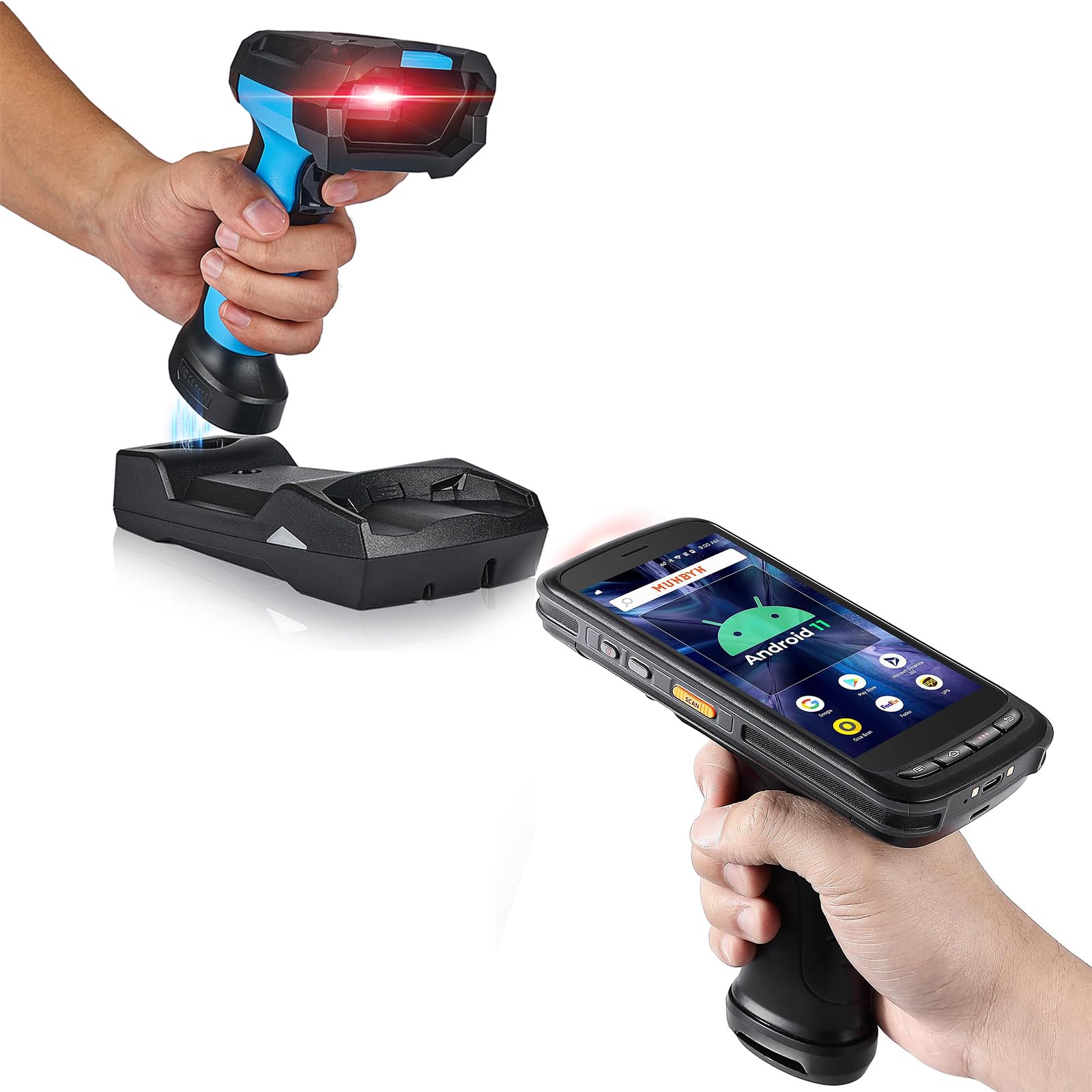 Amazon.com : MUNBYN IBS01U Industrial Barcode Scanner and 087P Android ...