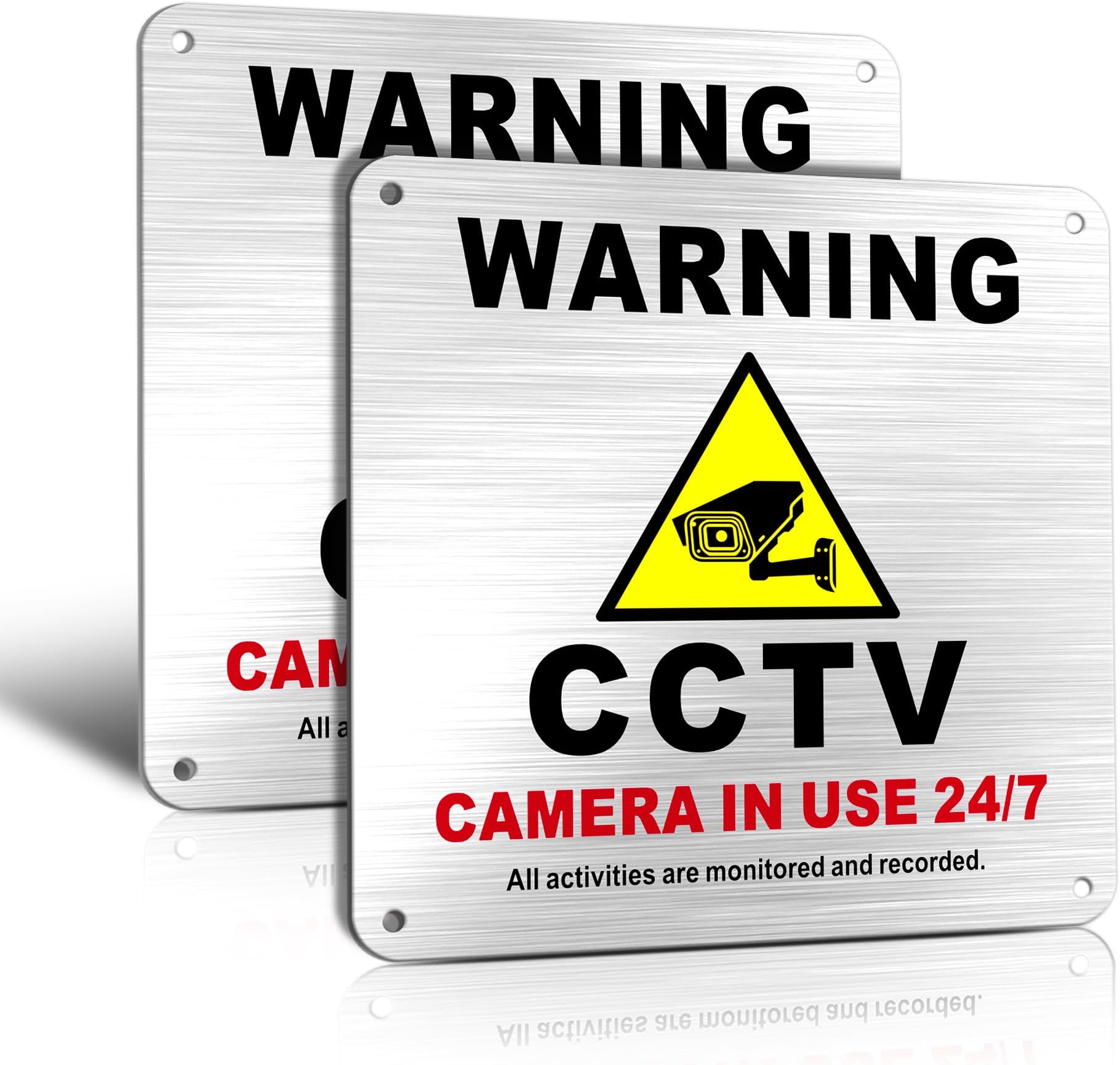 TAKULA Pre-drilled CCTV In Operation Sign - 15 * 15cm Aluminium Brushed ...