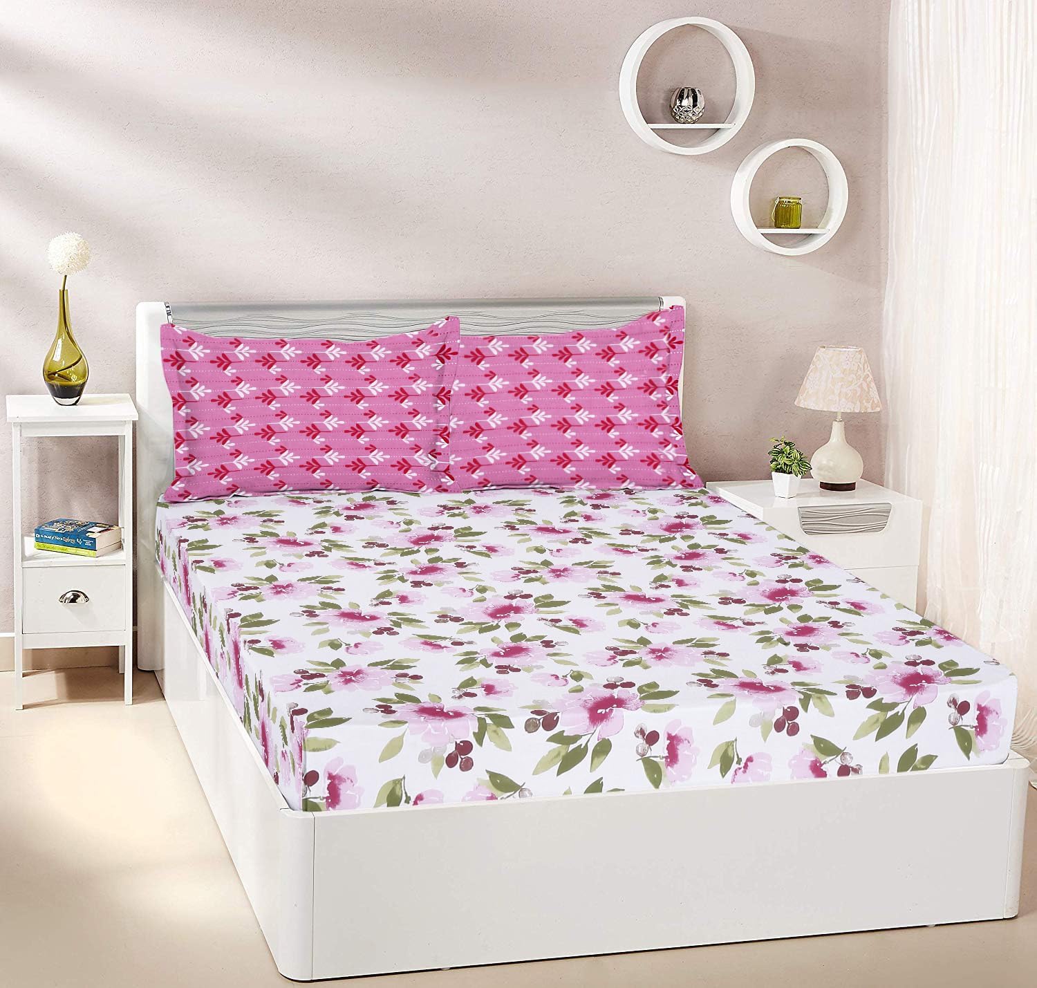 Amazon Brand - Solimo Celestial Delight 140 TC 100% Cotton Double ...