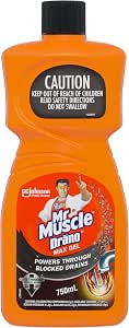 Mr Muscle Drain Cleaner, Drano Max Gel, Clears Blocked Drains, 750ml ...