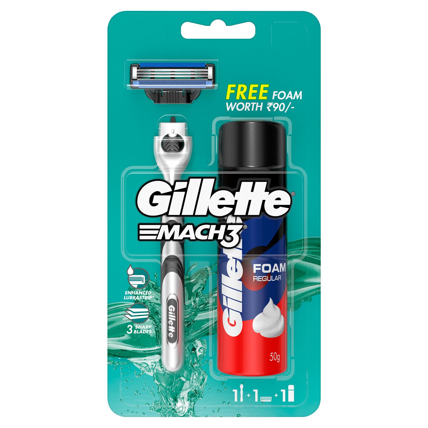 Gillette Mach 3 Razor for Men, with 3 Anti-Friction blades, Dynamic ...