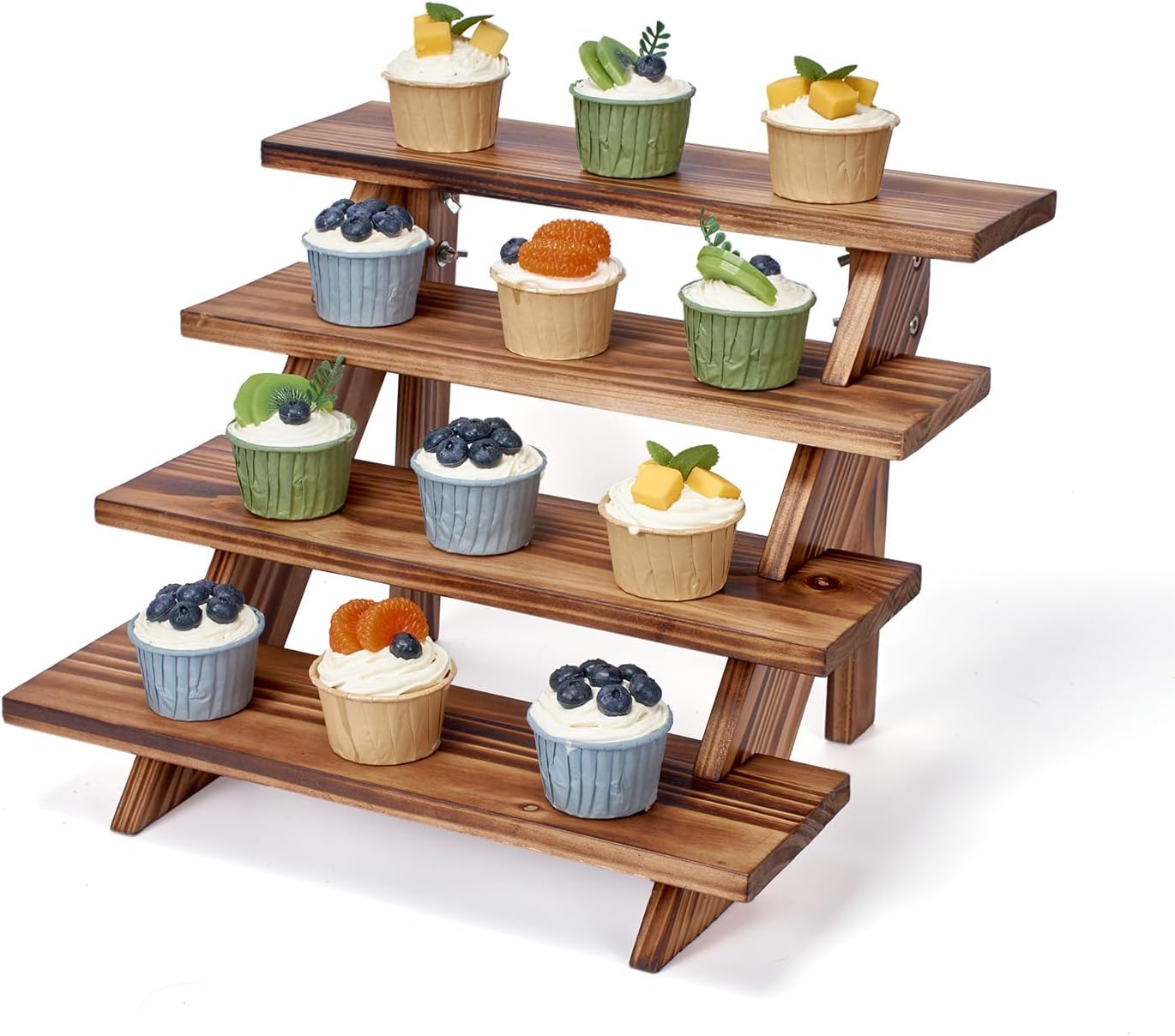 Amazon.com | Tidita Acacia Wood Cupcake Display Stand - 4 Tiered Riser ...