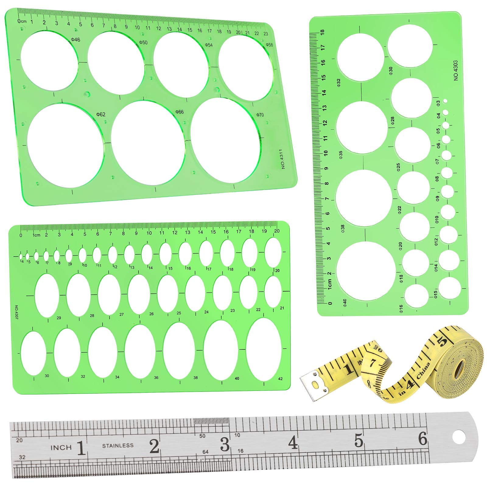 Buy 3Pcs Drawing Templates, Geometric Drawings Templates, Plastic Clear ...