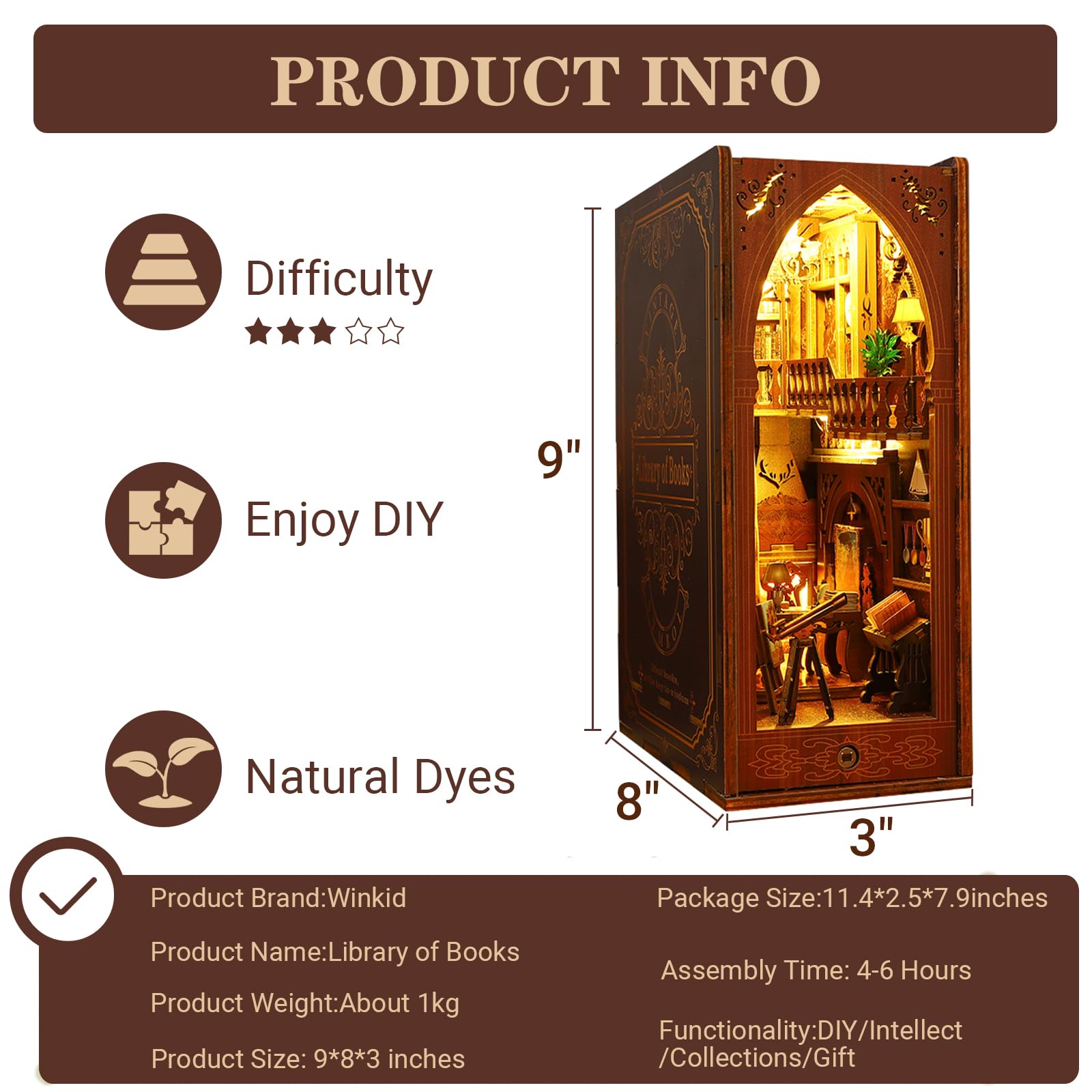Diy Book Nook Book Nook Kit, DIY Miniature Dollhoe Booknook Kit, 3D ...