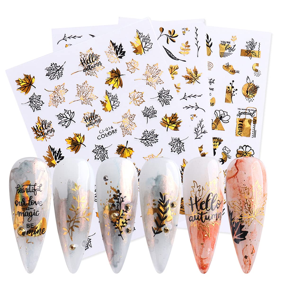 Amazon.com: Fall Nail Stickers Autumn Maple Leaves Nail Decals ...