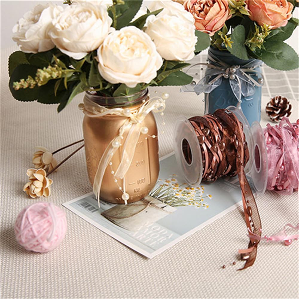 Snapklik.com : 33ft Pearl Ribbons, 3 Strings Beaded Ribbon, Decorative ...