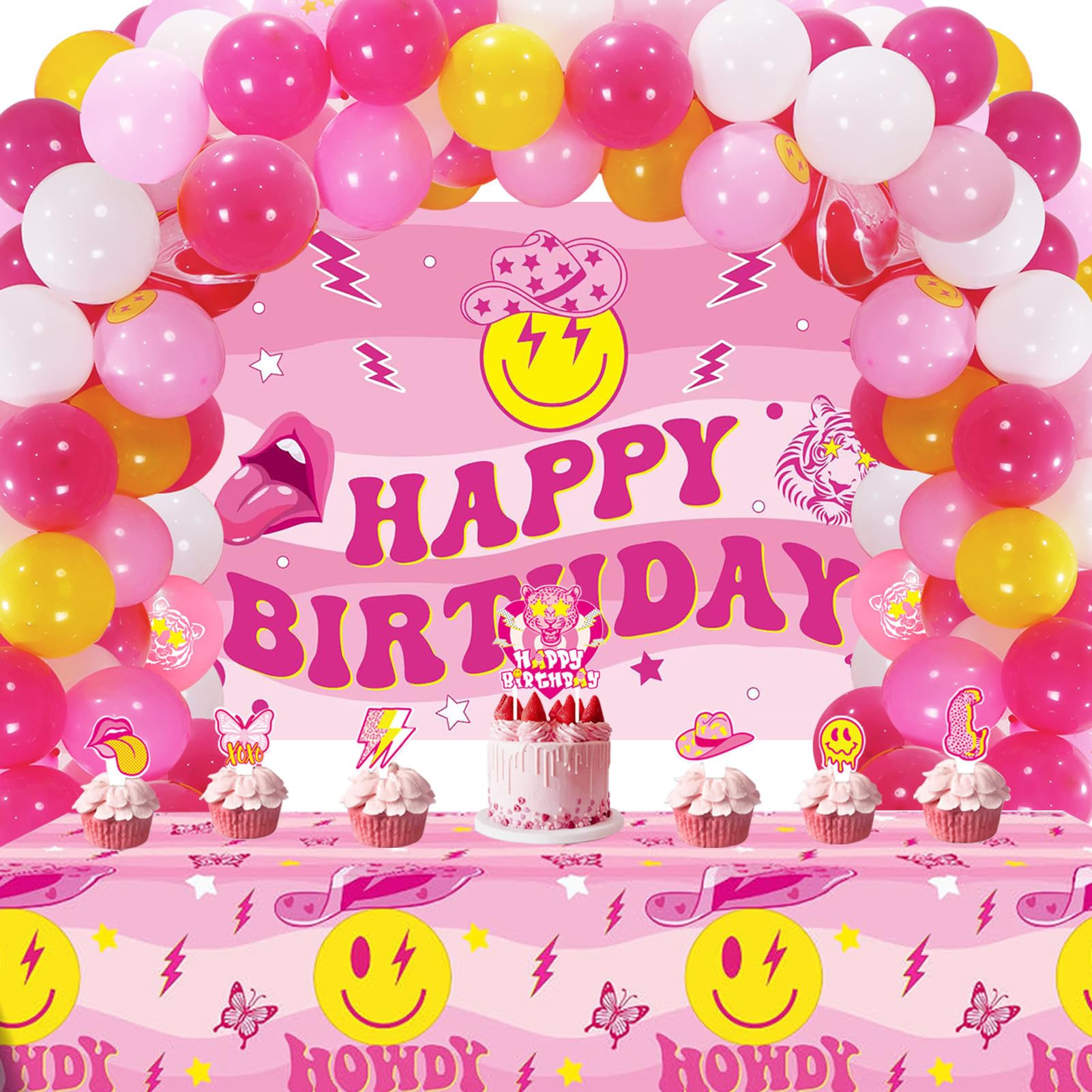 Amazon.com: Crenics Preppy Birthday Decorations - Hot Pink Preppy ...