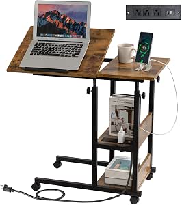 Hadulcet Height Adjustable C Shaped End Table with Lockable Wheels ...