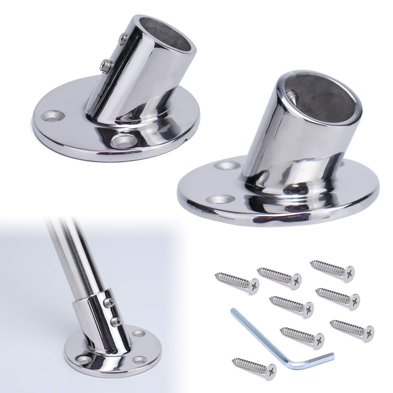 Buy Muzata 2Pack Boat Hand Rail 60°Round Base-Marine Bimini Top Flange ...