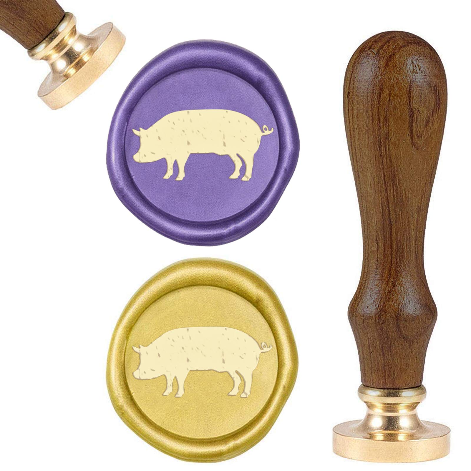 Amazon.com: SUPERFINDINGS Pig Pattern Brass Wax Seal Stamp and Wood ...
