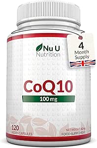 CoQ10-120 Vegan Capsules - 4 Month Supply - 100% Pure & Naturally Fermented Coenzyme Q10 ...