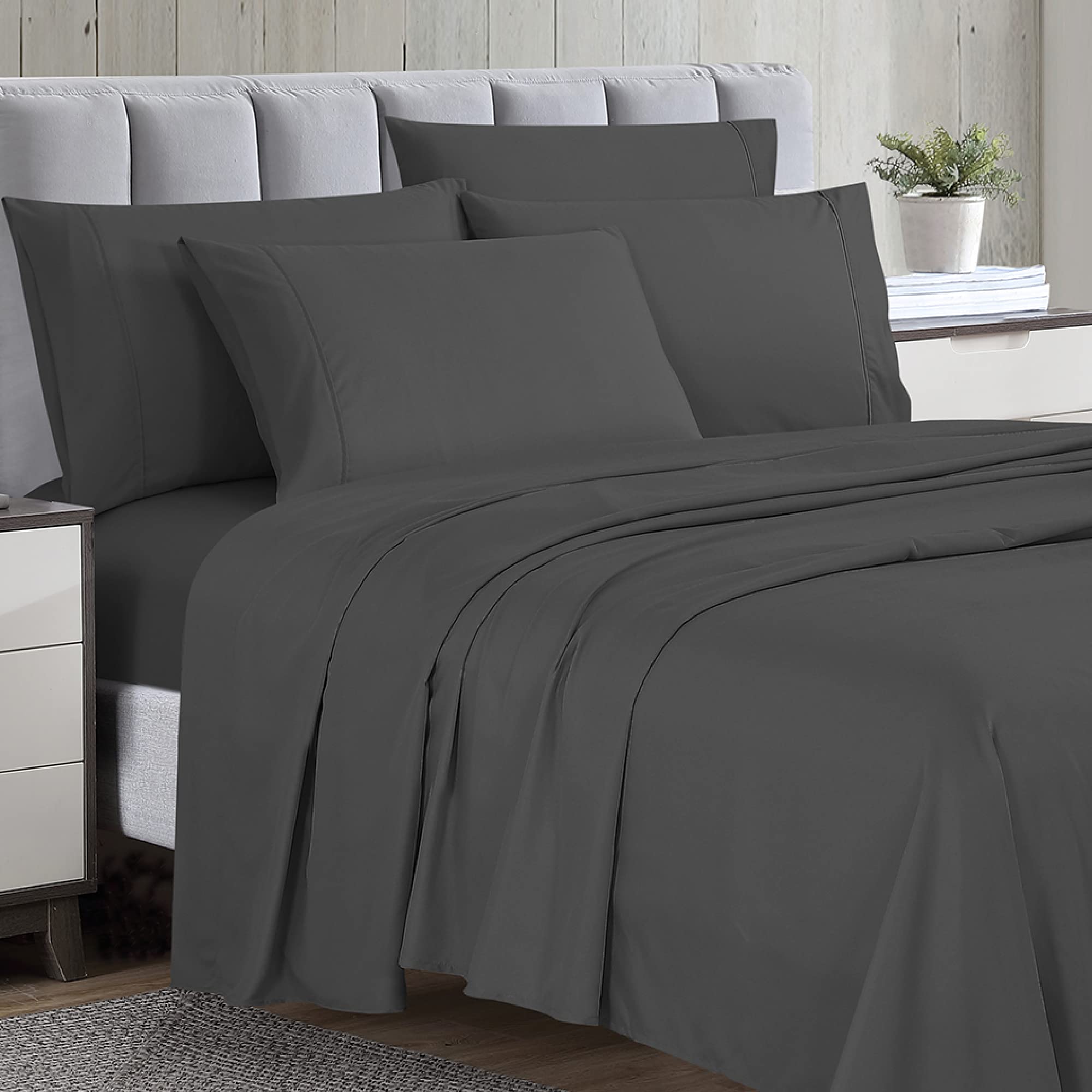 Cathay Home 4 pcs Sheet Set, Queen, Gray