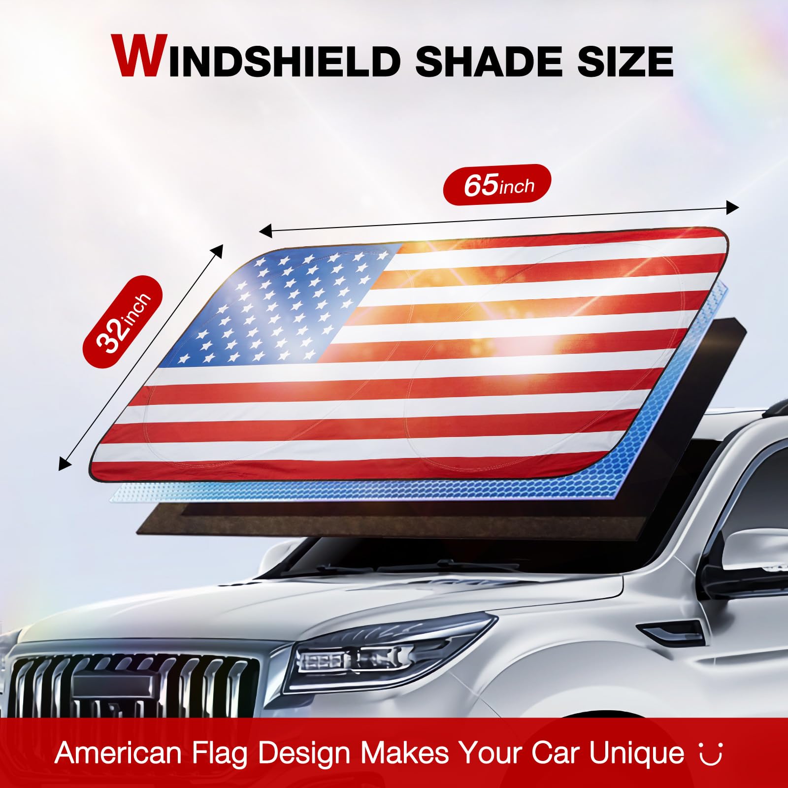 Snapklik.com : Car Windshield Sun Shade For Front Window American Flag ...