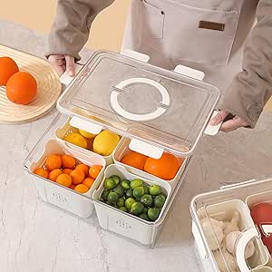 Amazon.com: Snack Box Container, Divided Serving Tray with Lid Plastic ...