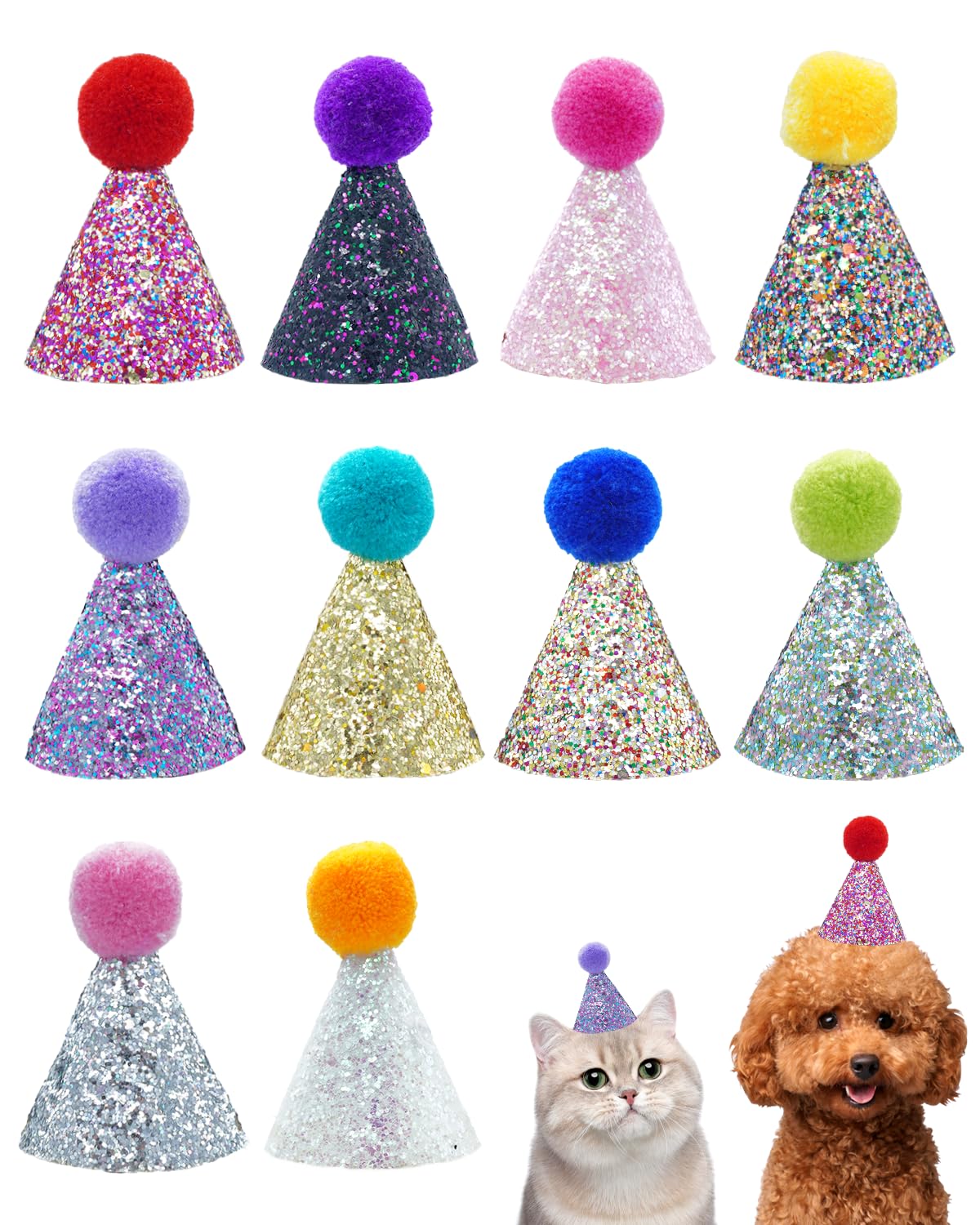 Amazon.com : PET SHOW 10 Pack Mini Small Dog Hats with Sequins Puppy ...