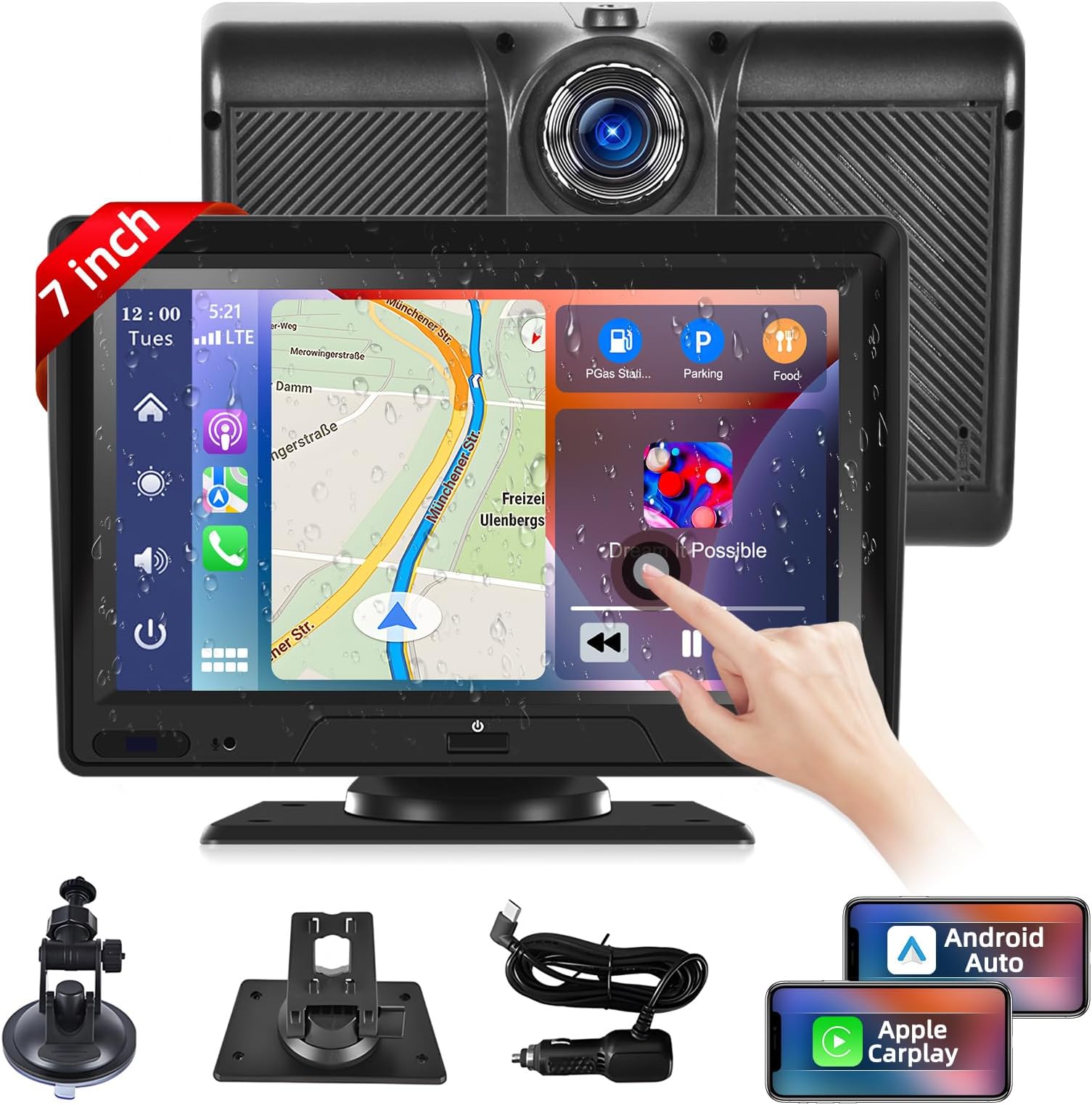 Amazon.com: Volam Newest Wireless Apple Carplay Car Stereo, Portable ...