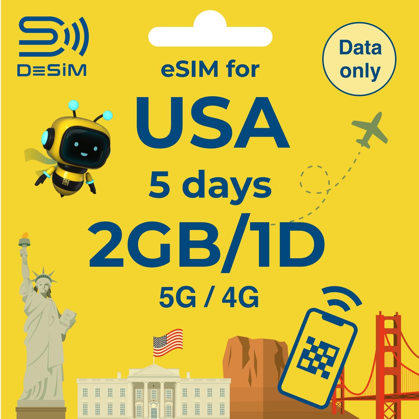 Amazon.com: USA eSIM 5 Days 2GB/1Day | DeSiM | Data ONLY | High-Speed 1GB/1Day Data（5Days ...