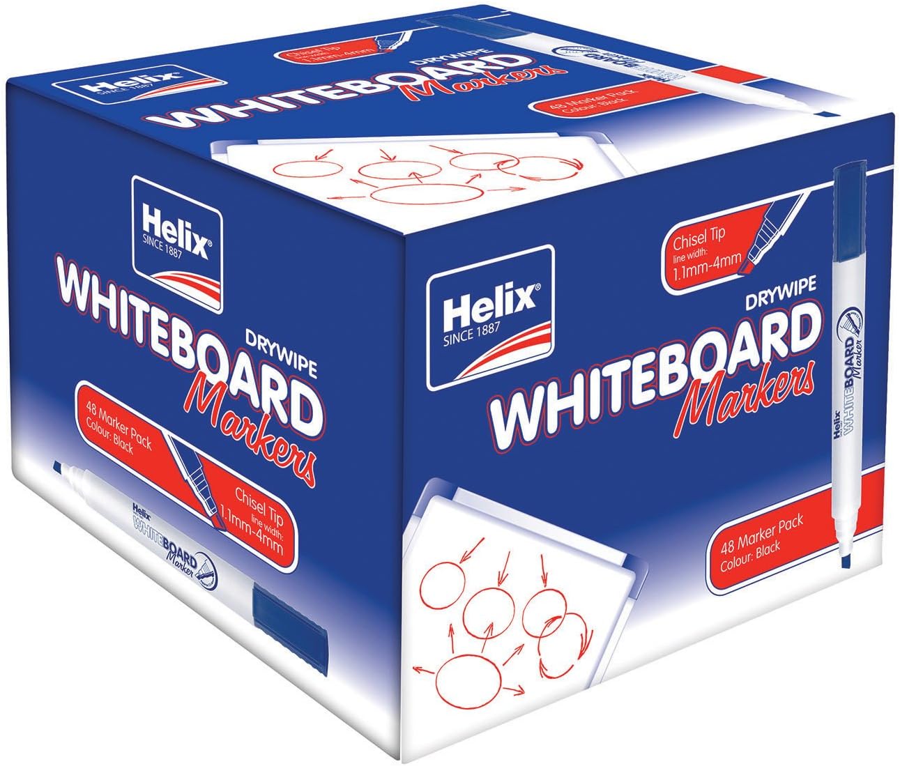 Amazon.com : Helix Whiteboard Chisel Marker Pens - Black (One Box of 48 ...
