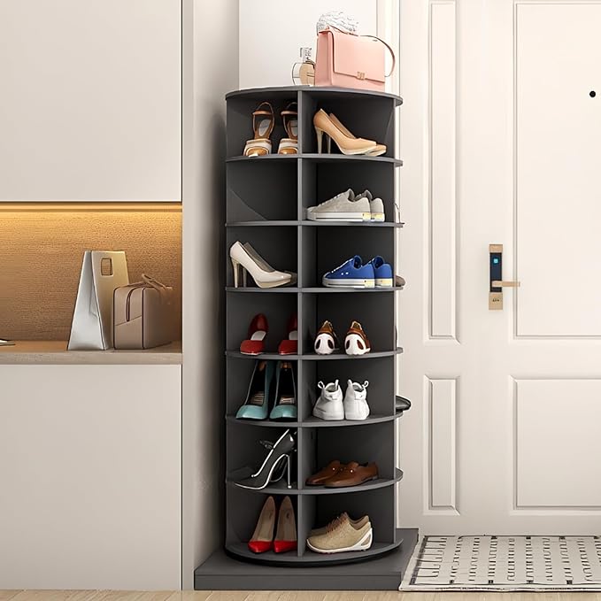 Amazon.com: 7 Tier 360 Rotating Shoe Rack Tower for Entryway, Spinning ...