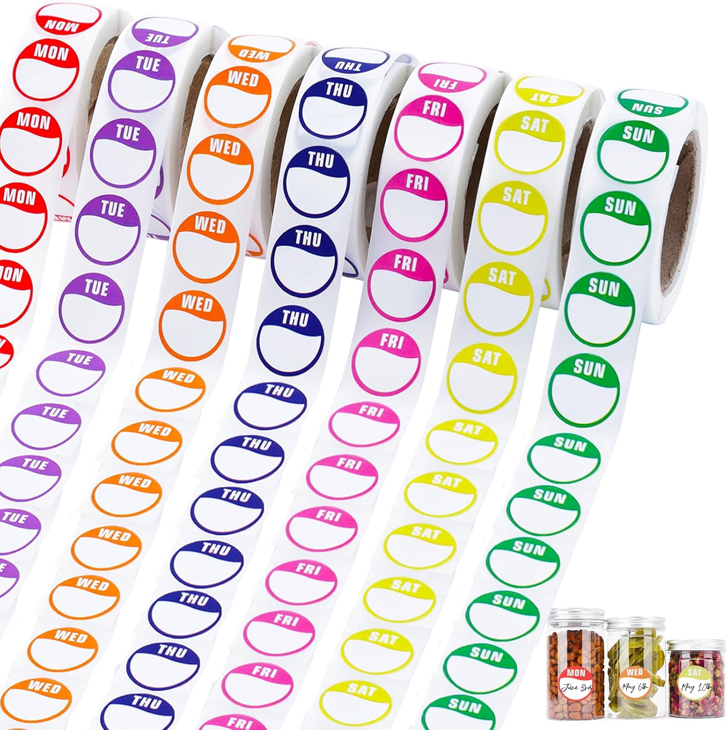 Days of The Week Stickers,3500 Food Labels Stickers,Circular Full Week ...