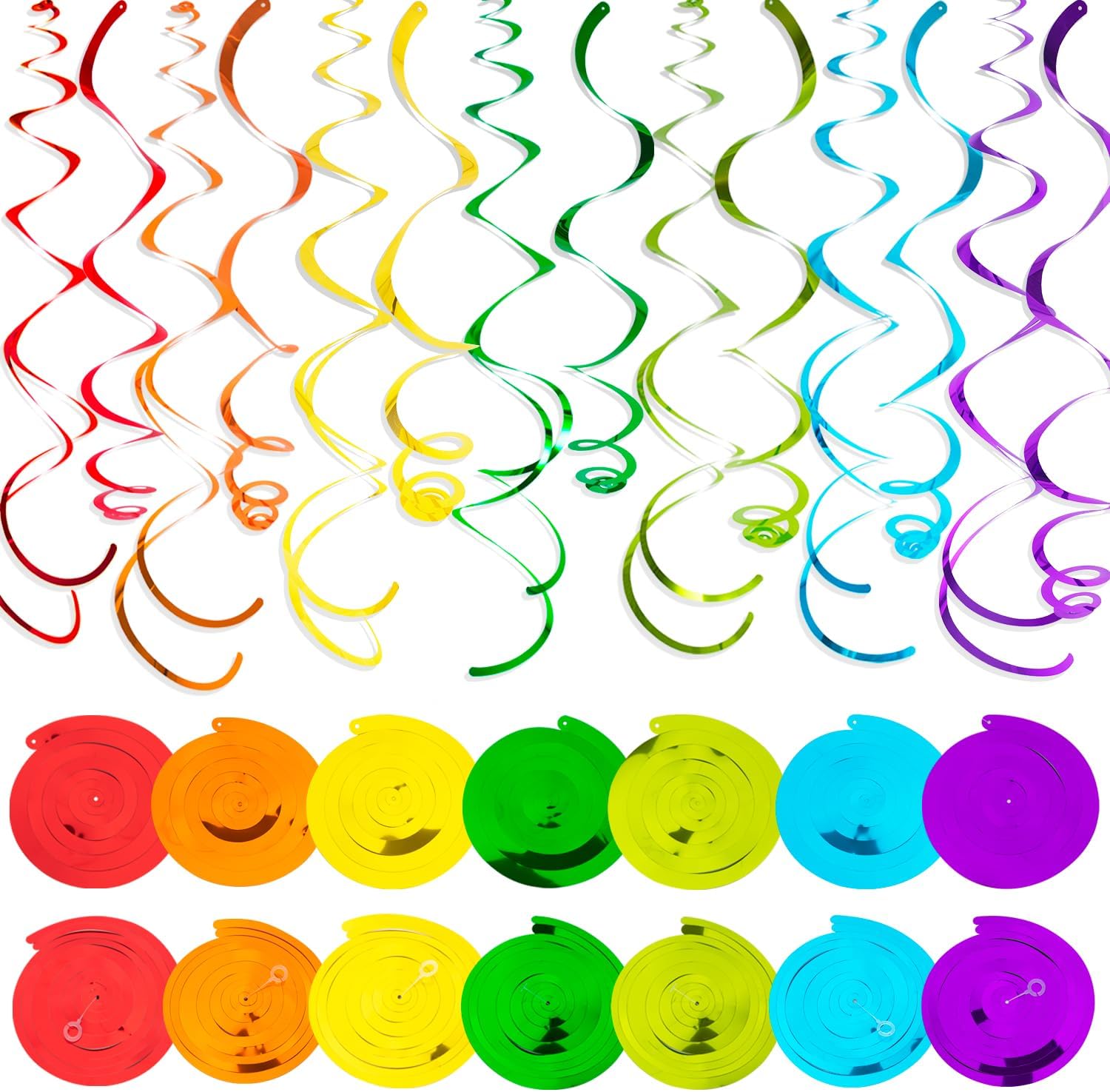 Amazon.com: 36 Pcs Rainbow Hanging Swirl Party Decorations, Colorful ...