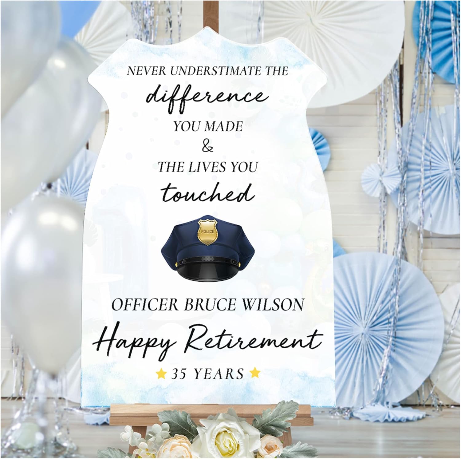 Amazon.com : Personalized Police Retirement Sign - Custom Happy ...