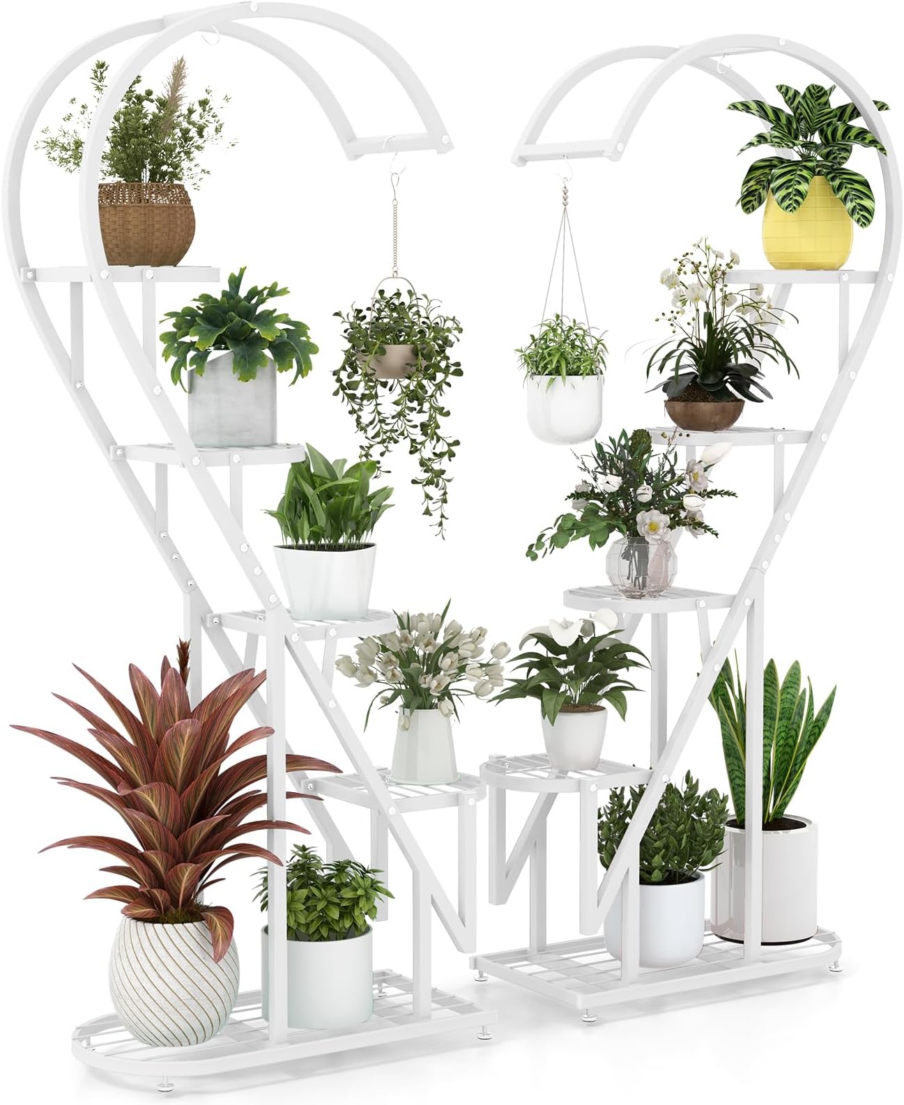 Amazon.com: DOBEGARDEN 5 Tiers Metal Plant Stand Flower Stand Heart ...
