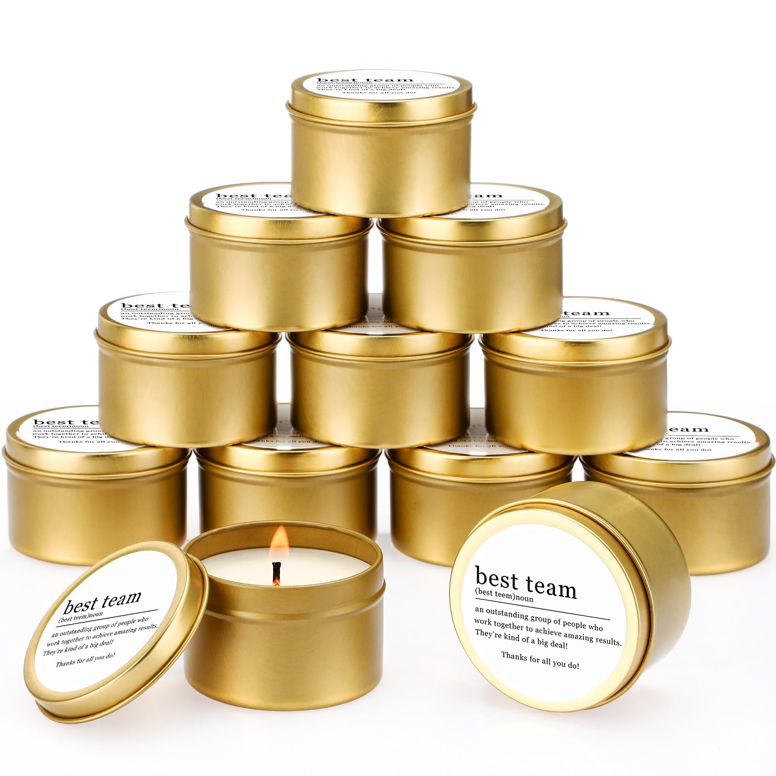 Amazon.com: MTLEE 12 Pcs Best Team Gifts Candles Bulk 3 oz Thank You ...