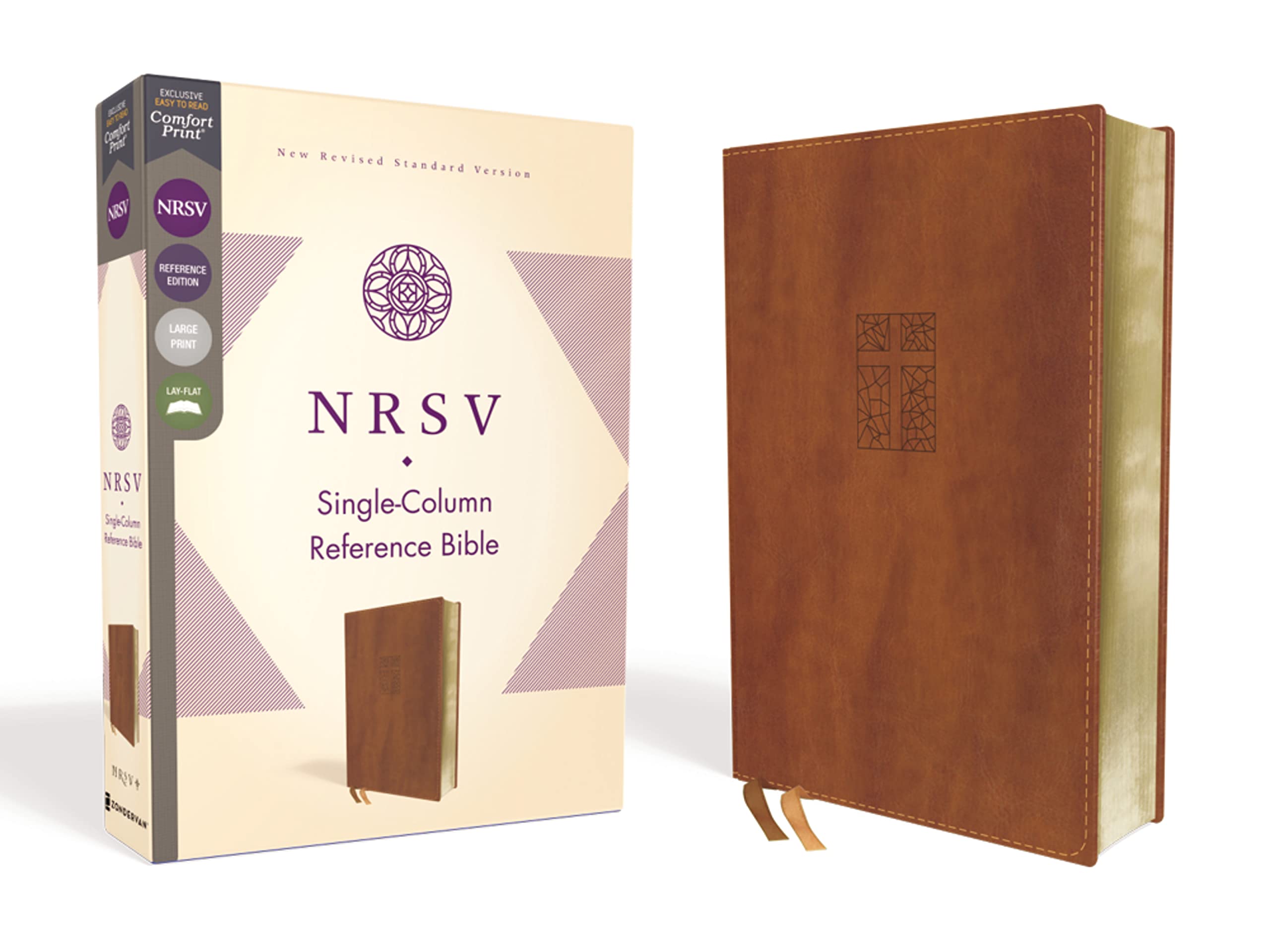NRSV, Single-Column Reference Bible, Leathersoft, Brown, Comfort Print ...
