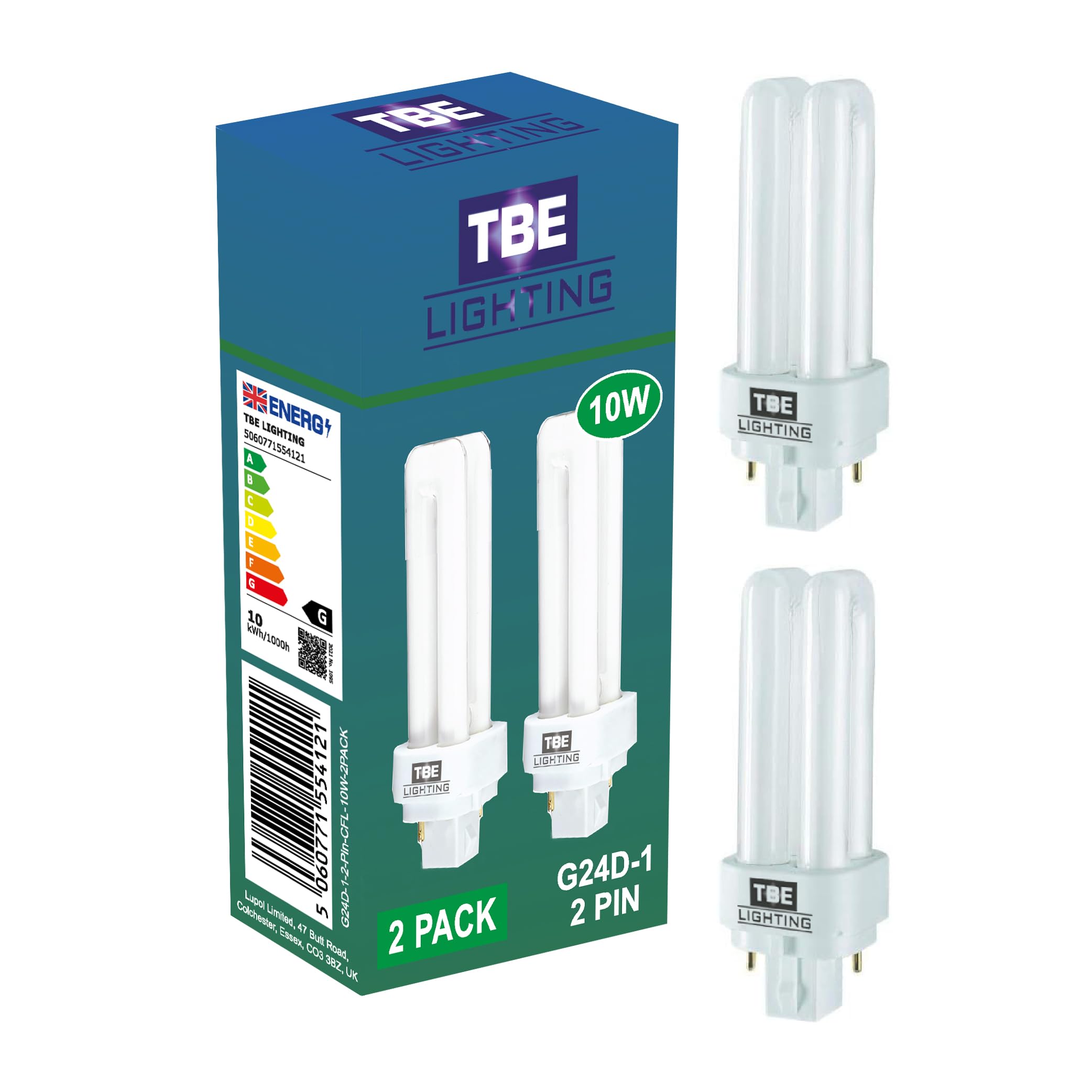 TBE LIGHTING 10w G24D-1 2-Pin CFL Lamp - Pack of 2 Units - Cool White ...