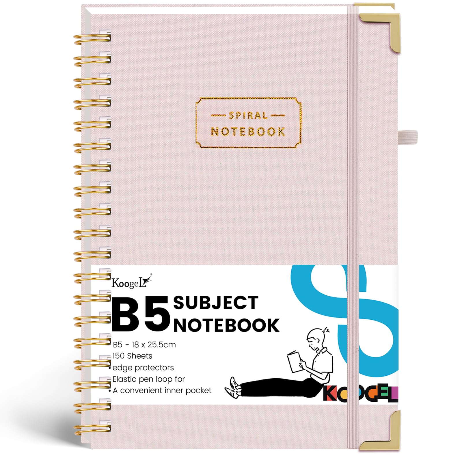 Koogel B5 Notebook Lined 300 Pages/150 Sheets For Writing, Wirebound ...