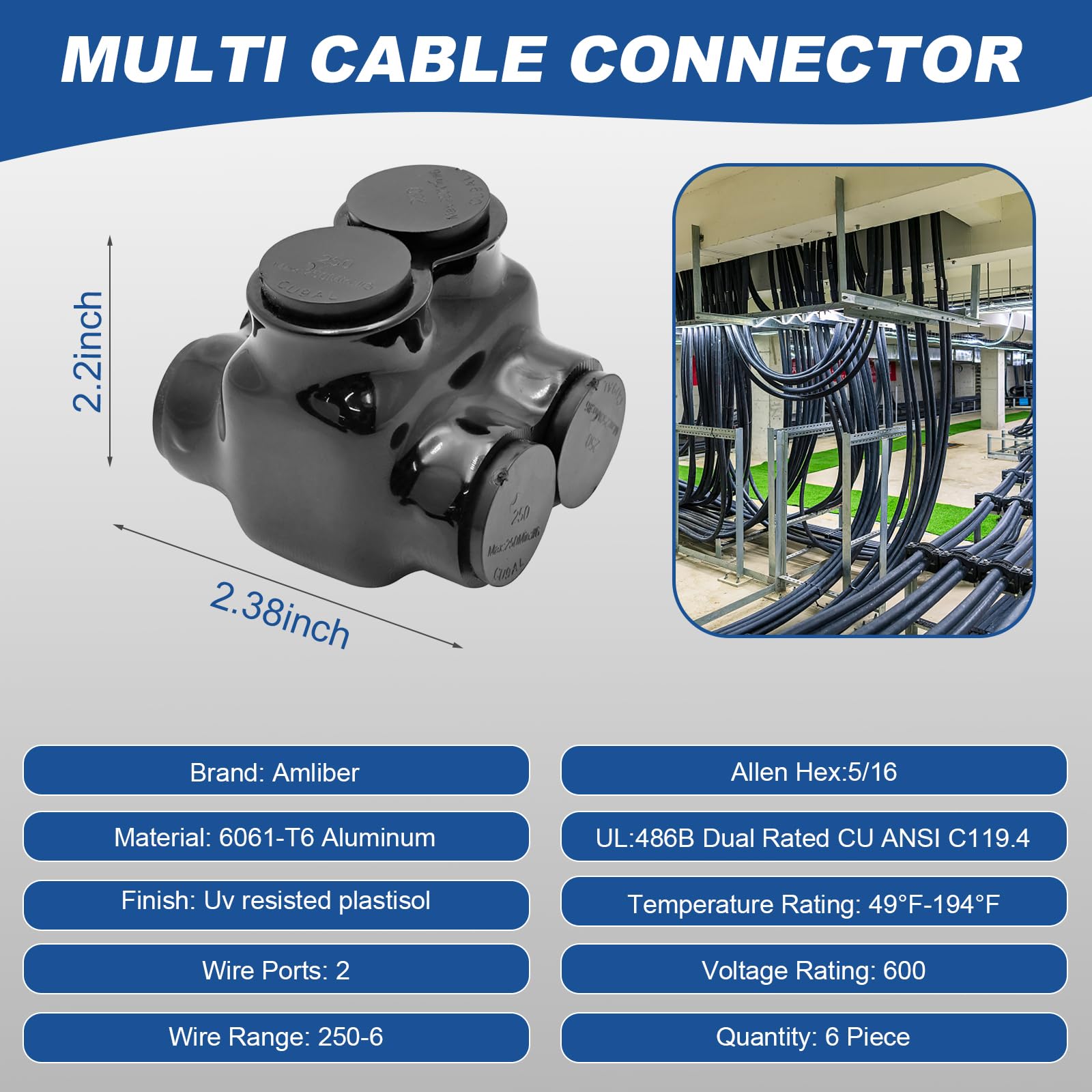 Snapklik.com : Black Insulated Multi-Tap Wire Connectors - 2 Port Dual ...