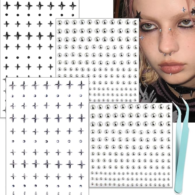 Amazon.com : nooepc Face Gems, Fake Piercings Fake Nose Ring Star Gem ...