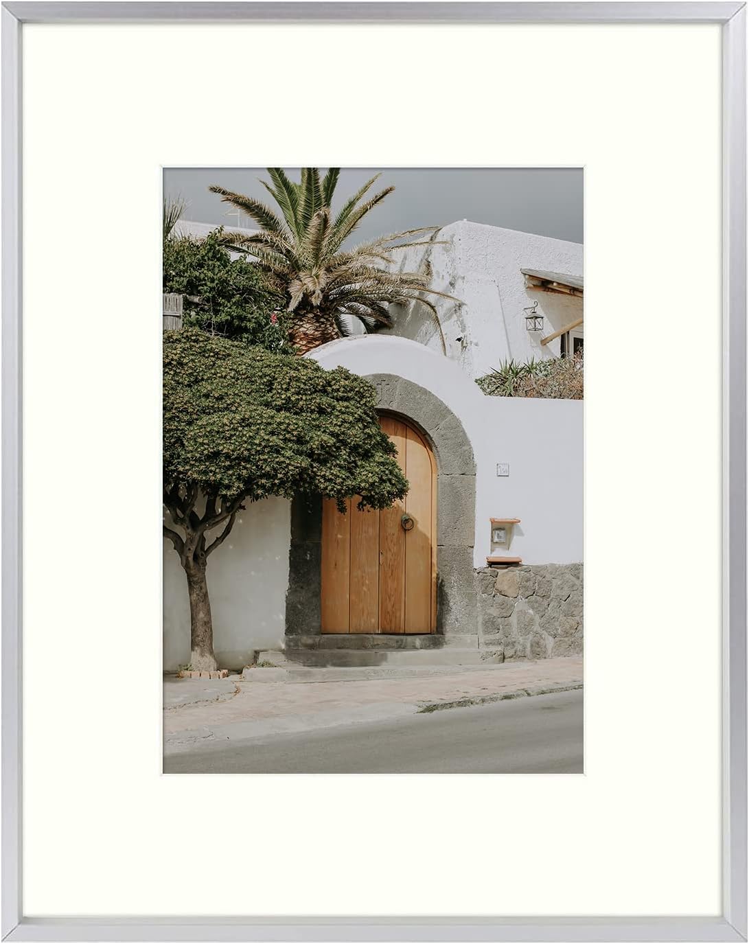 Frametory, Silver Aluminum Picture Frame with Ivory Color Mat, Back ...