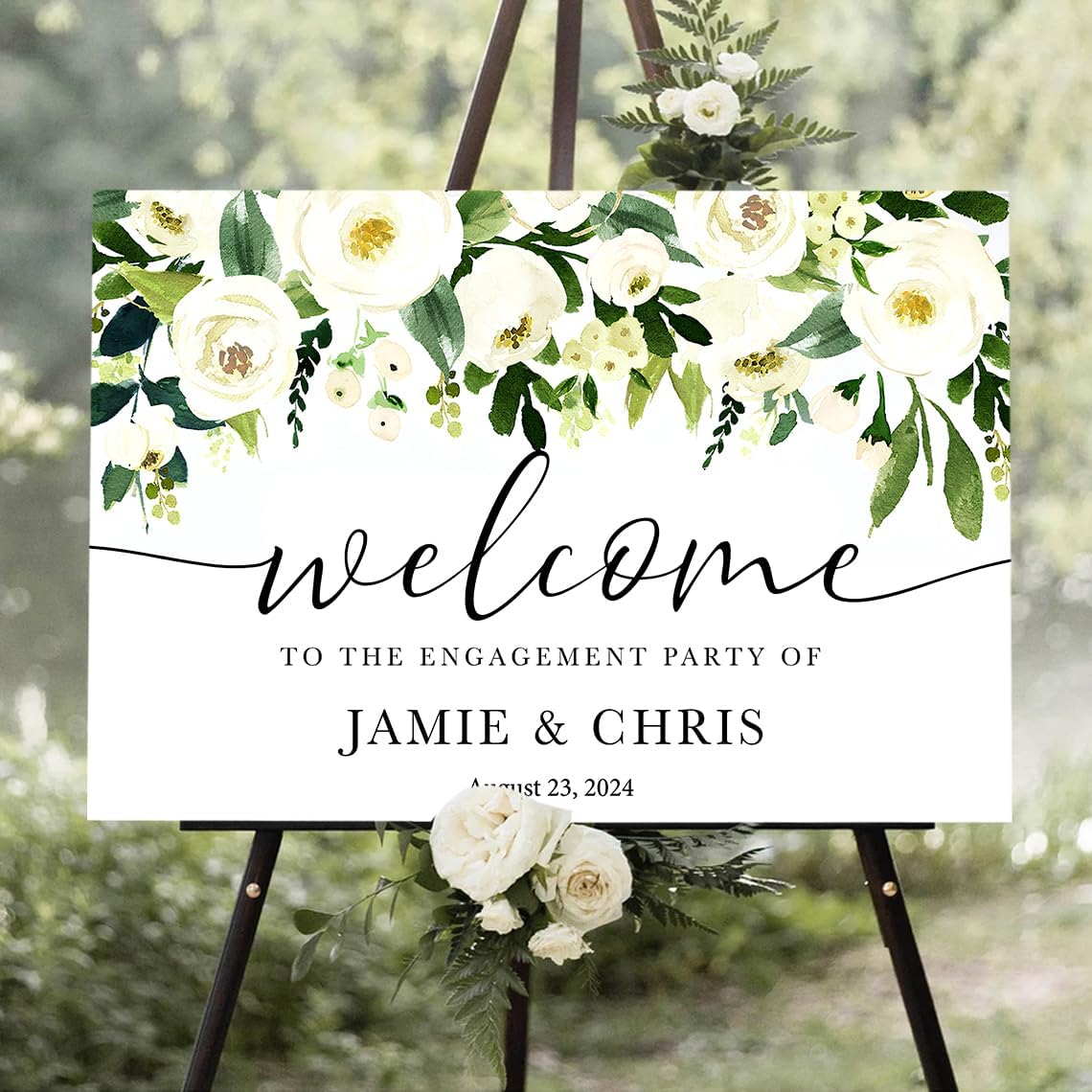 Amazon.com : GLAVICY Personalized Engagement Party Sign, Engagement ...