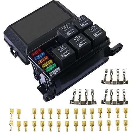 Amazon.com: Waterproof Fuse Relay Box with 7 Relays and 10 Fuses for ...