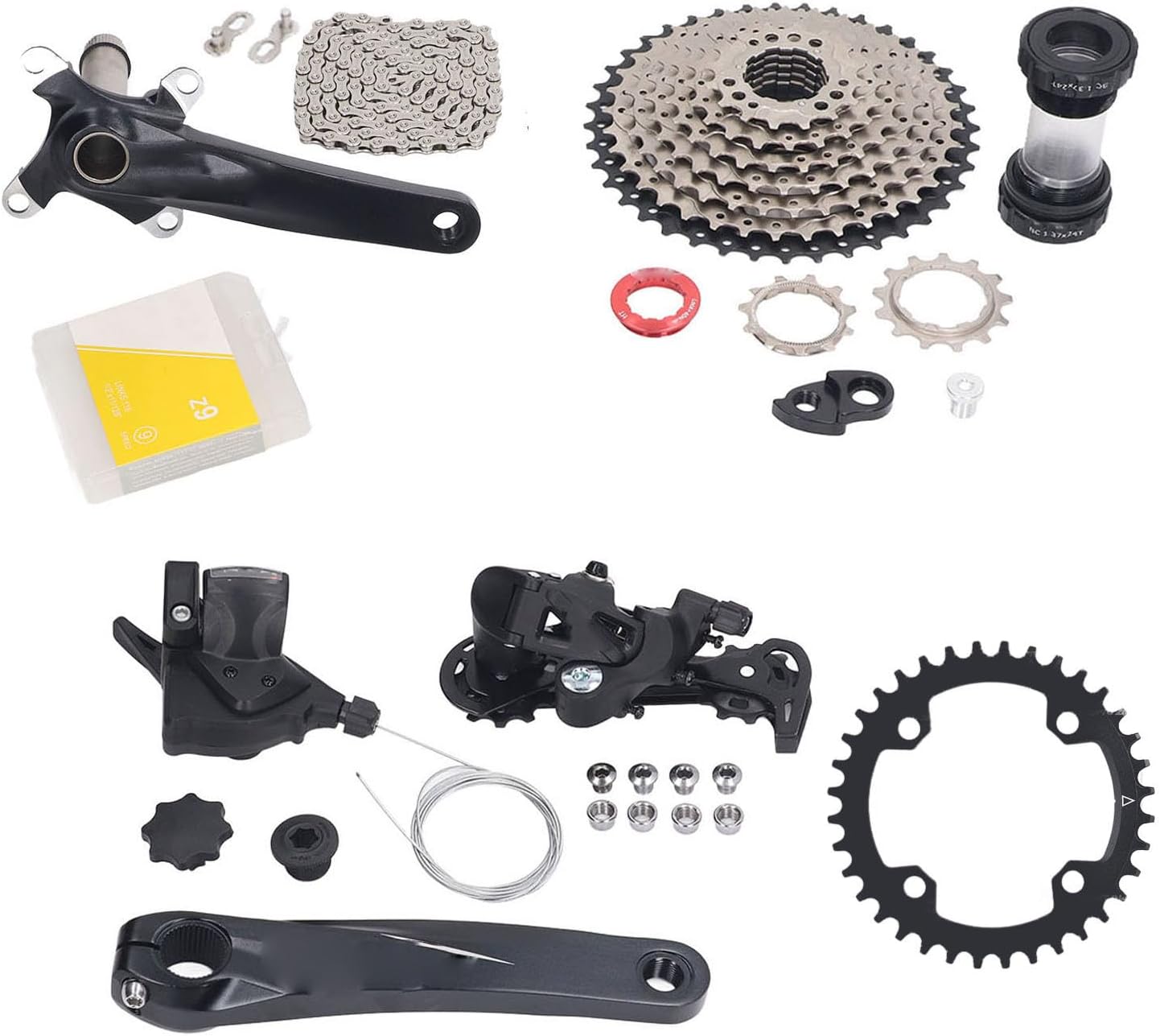 Amazon.com : Fockety 9 Speed Mountain Groupset, 11 to 40T Wide Multi ...