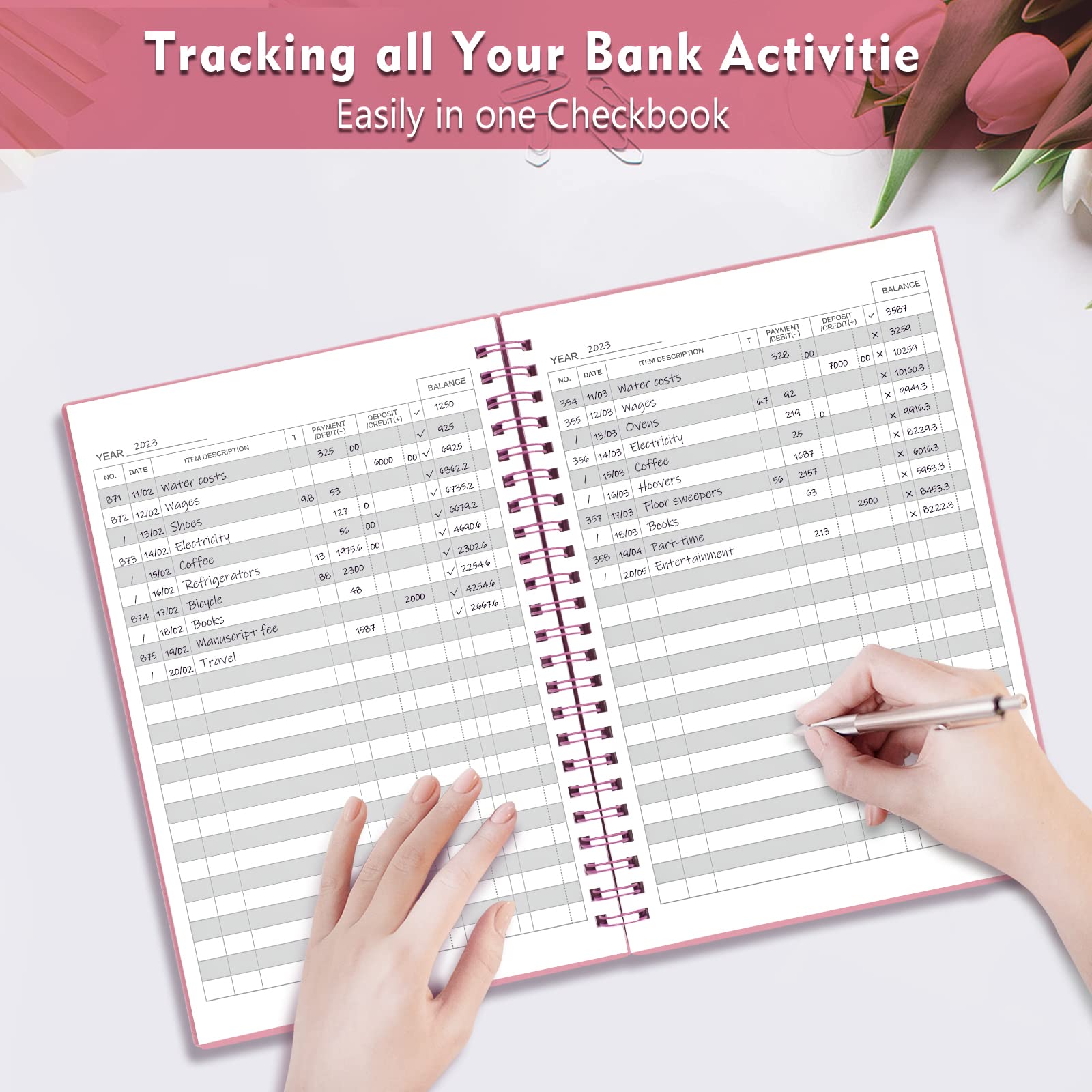 Snapklik.com : Check Registers For Personal Checkbook, Double Spiral ...