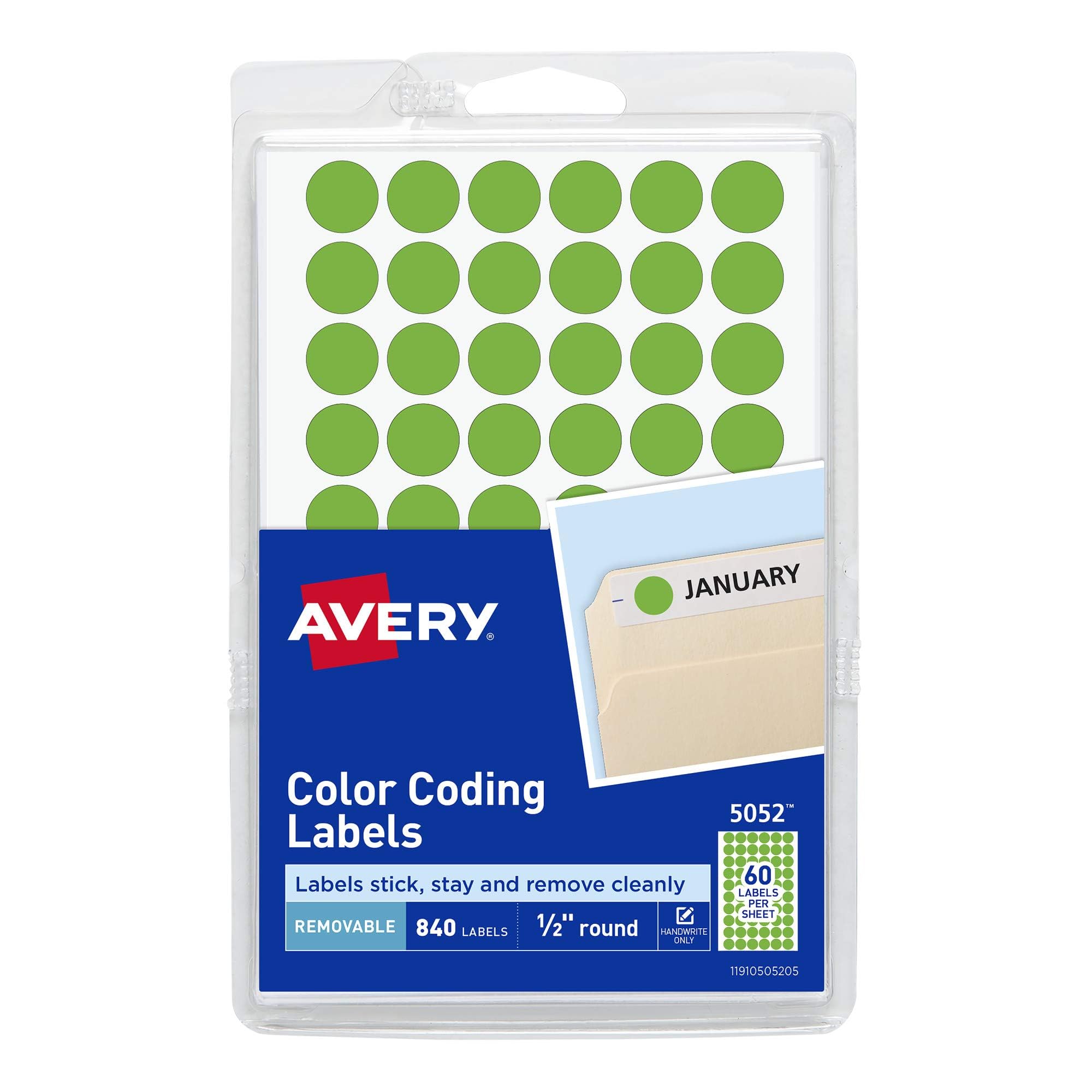 Avery Removable Color Coding Labels, 0.5 Inches, Round, Pack of 800 ...