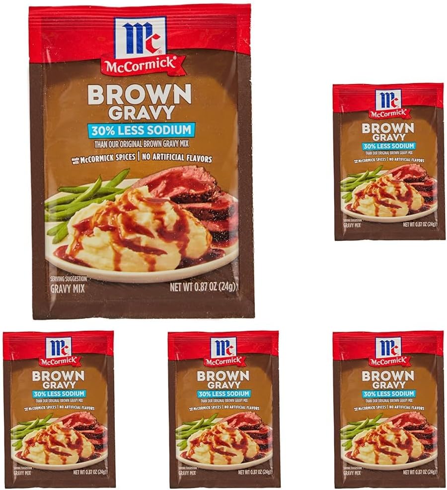 Amazon.com: McCormick 30% Less Sodium Brown Gravy Mix, 0.87 oz (Pack of 5)