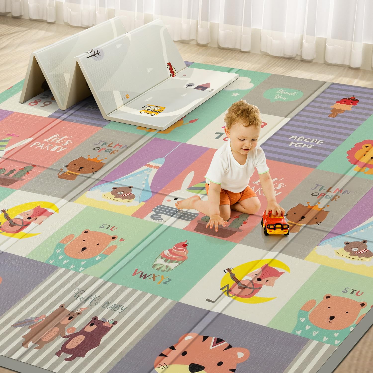 Snapklik.com : GZZ Foldable Baby Play Mat,Reversible, Waterproof, Anti ...