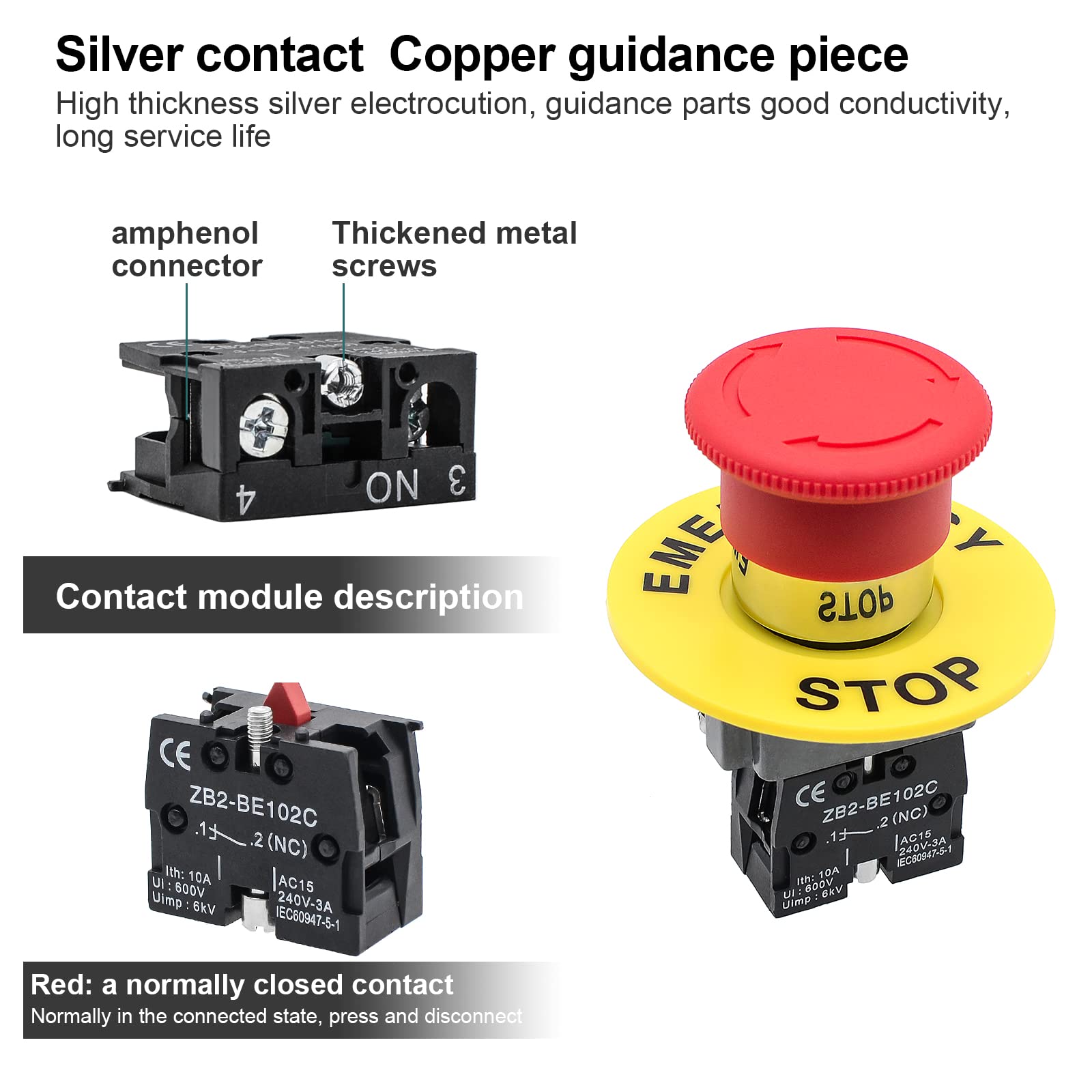 Snapklik.com : OELFFOW 1Pack Red Mushroom Head Emergency Stop Push ...