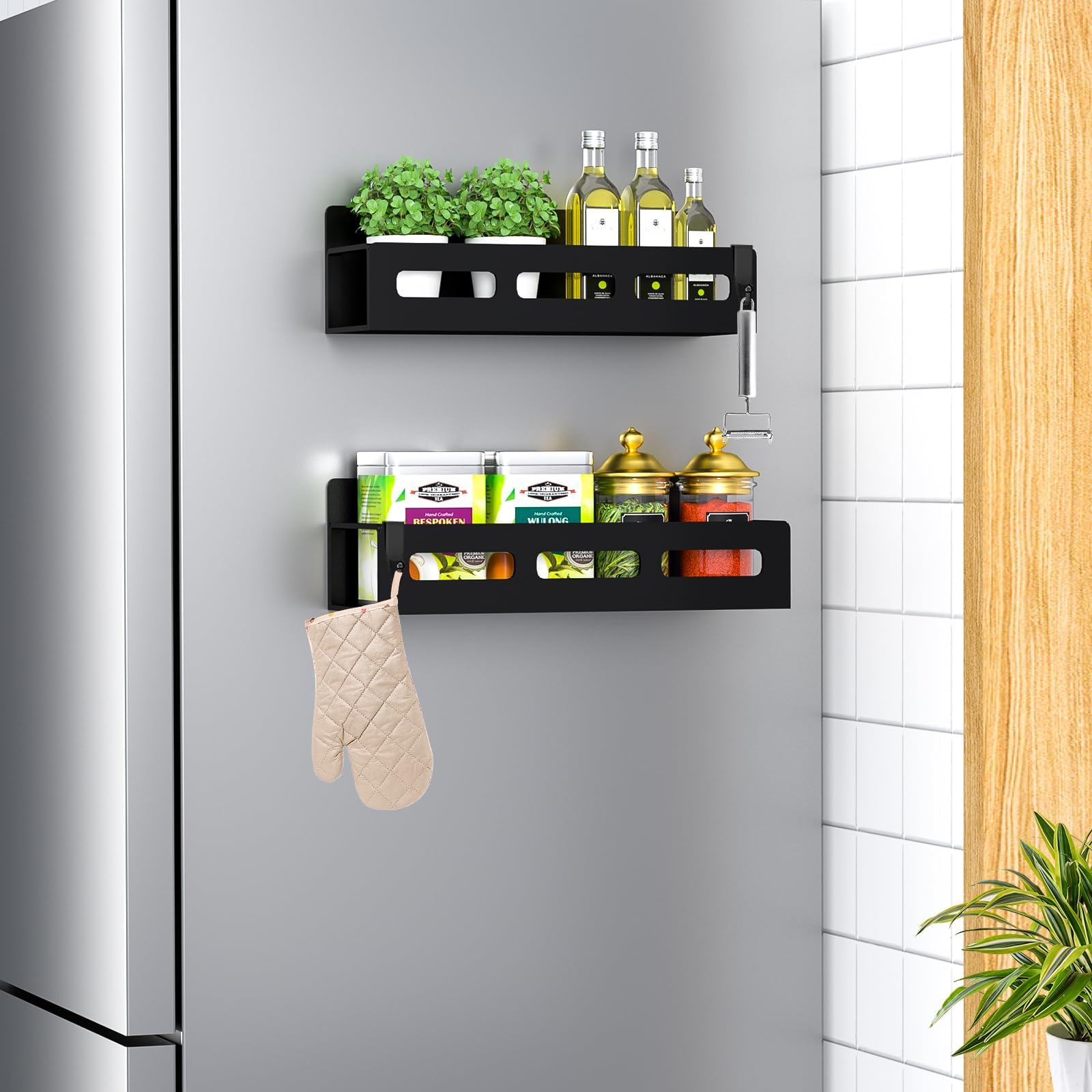 Amazon.com: Arinster 2 Pack Magnetic Spice Rack Organizer - Single Tier ...