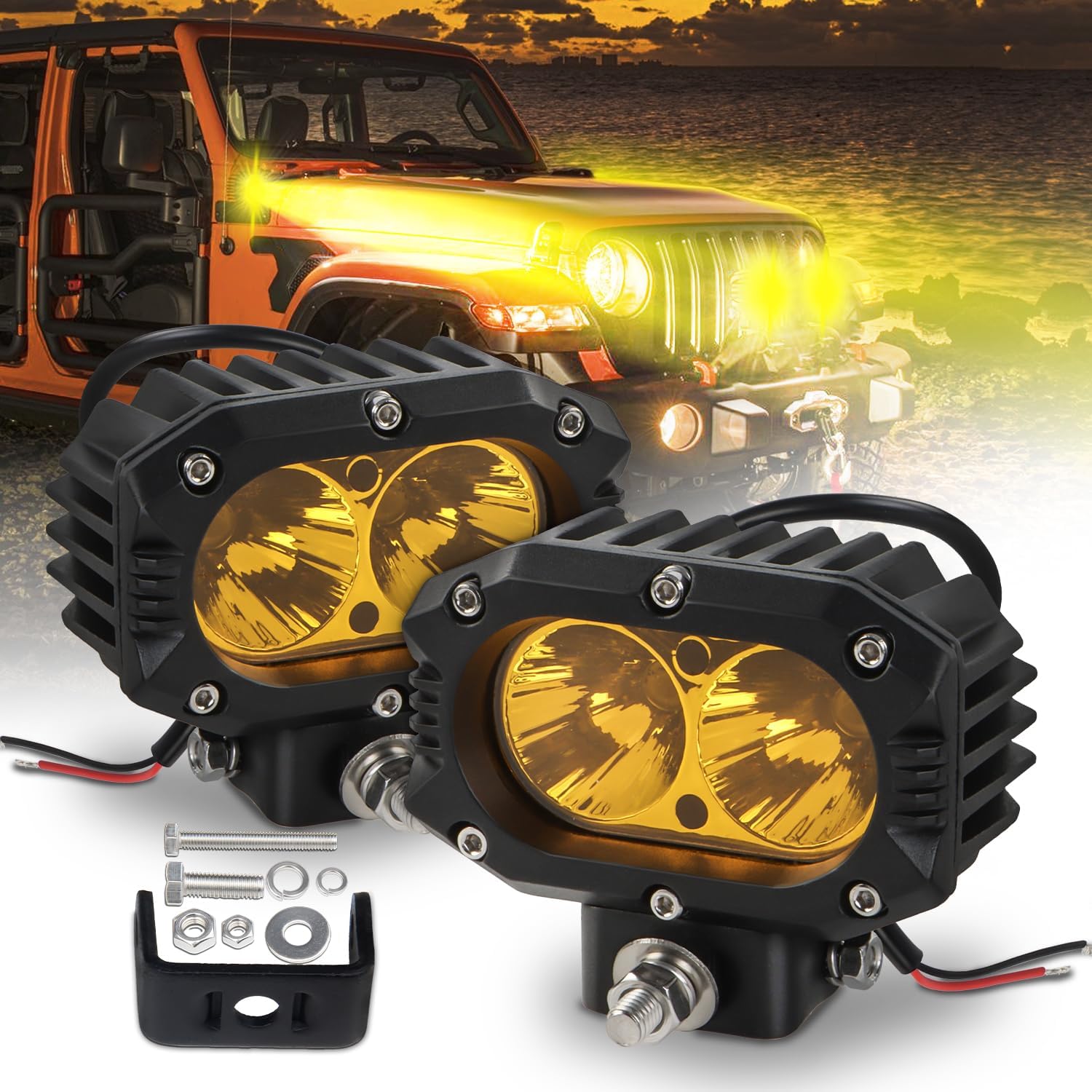 Amazon.com: NAVOROGE Amber Pod Light 4 Inch, 80W Driving Light for ...