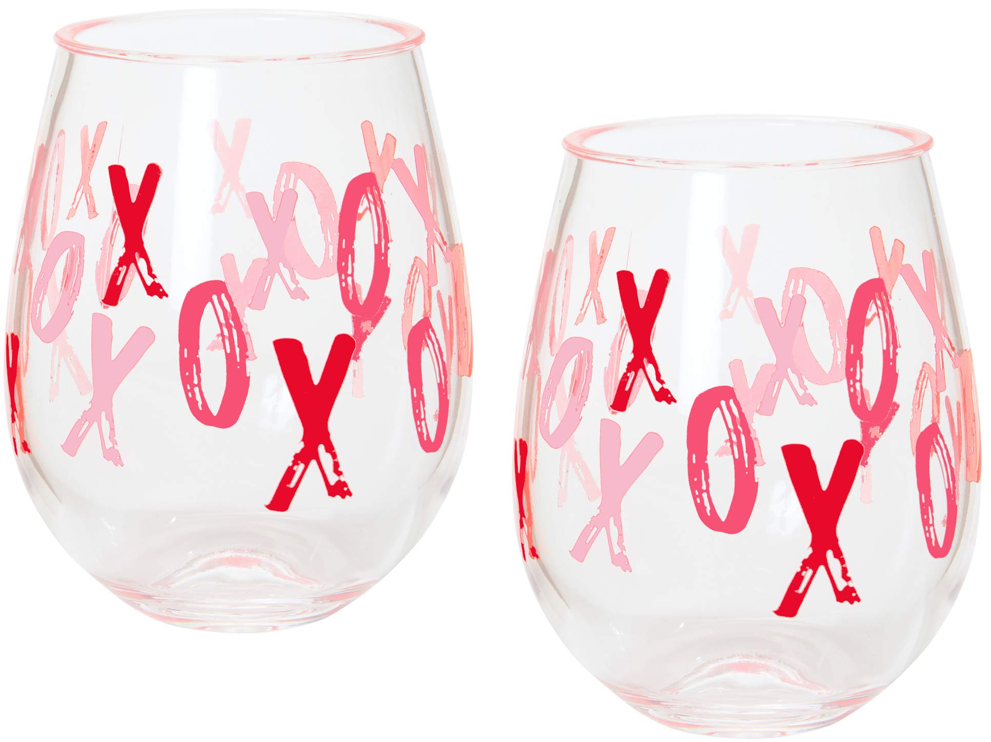 Amazon.com | X&O Paper Goods Red 'XOXO' Plastic Stemless Wine Glasses ...