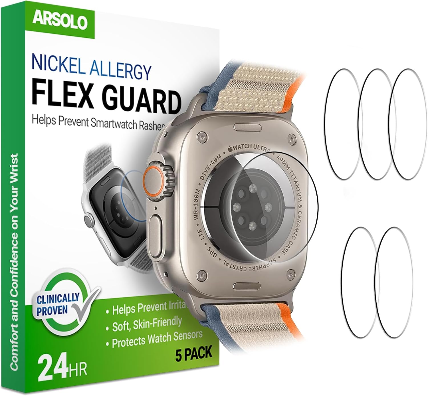 Amazon.com: Arsolo [5 Pack] Flex Guard Nickel Metal Allergy Back ...