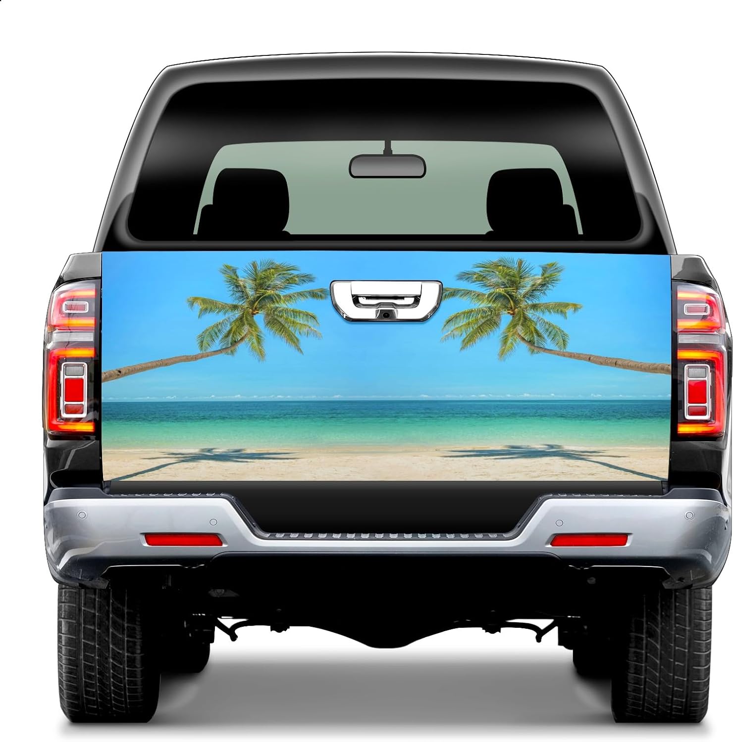 Truck Tailgate Stickers Decals Blue Beach Palm Trees Pickup Tailgates ...